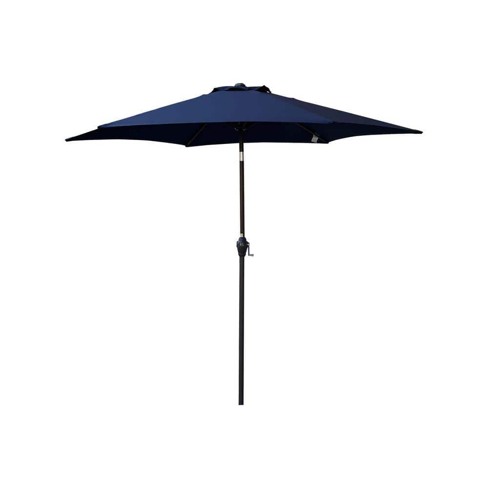 HOME FURNITURE HF INC 9 ft. Metal Push-Up Patio Umbrella in Navy Blue ...
