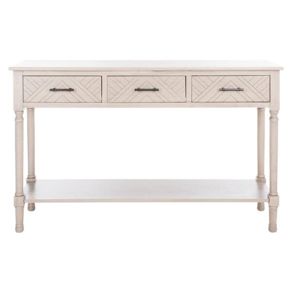 SAFAVIEH Peyton 47.3 in. Greige Rectangle Wood Console Table with ...