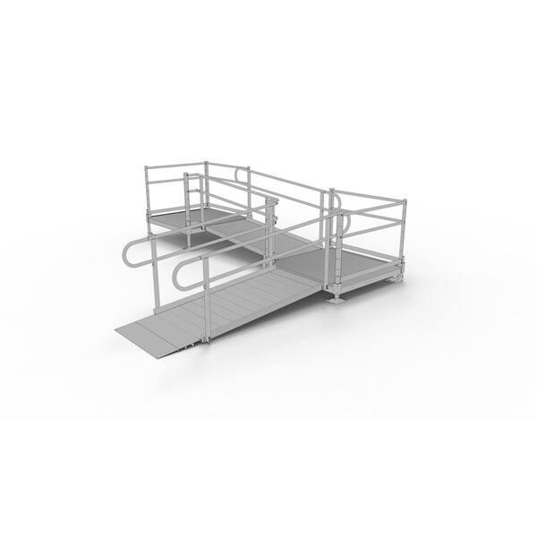 EZ-ACCESS PATHWAY 12 ft. L-Shaped Aluminum Wheelchair Ramp Kit with ...
