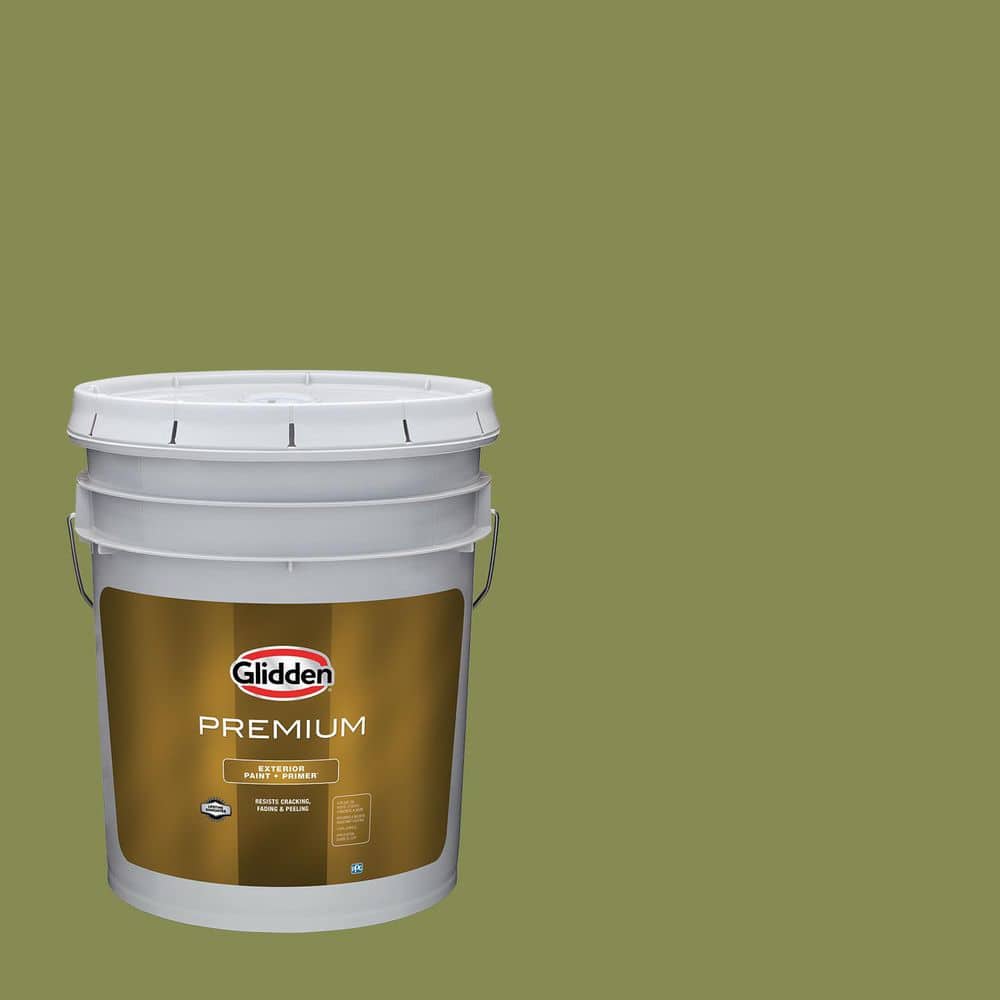 Glidden Premium 5 gal. PPG1119-7 Glade Green Satin Exterior Latex Paint ...