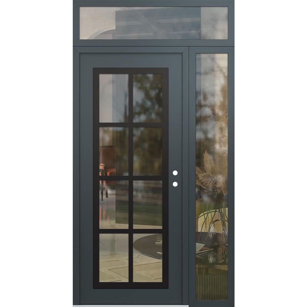 Tessari Doors C16 48 in. x 96 in. Black P Left-Hand/Inswing Clear Glass ...