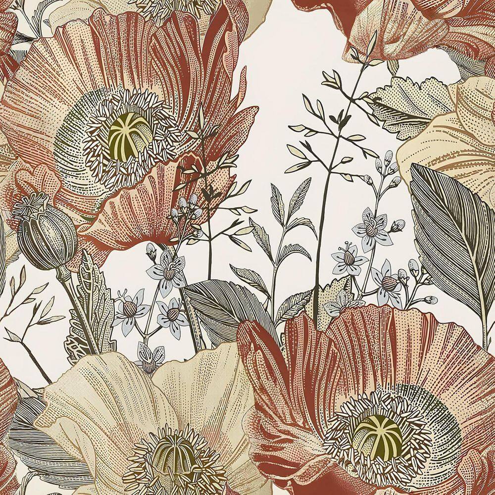 Multi-Colored Boho Large Floral Contact Paper Peel and Stick Removable ...