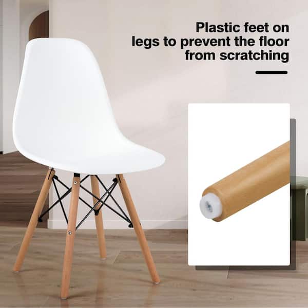 Costway Mid Century White Modern DSW Dining Side Chair Wood Legs Set of 4 HW58931WH