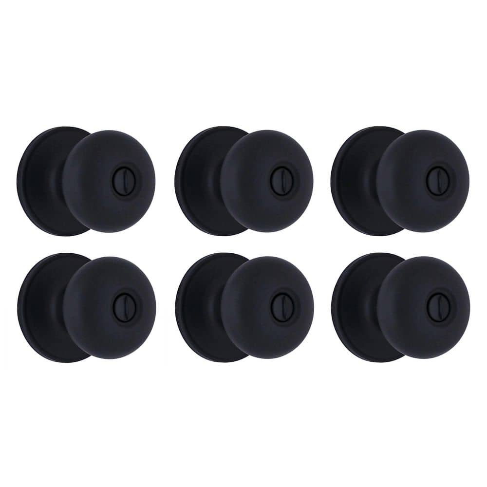 Defiant Round Matte Black Bed/Bath Door Knob 6-Pack TFX910BD6 - The ...