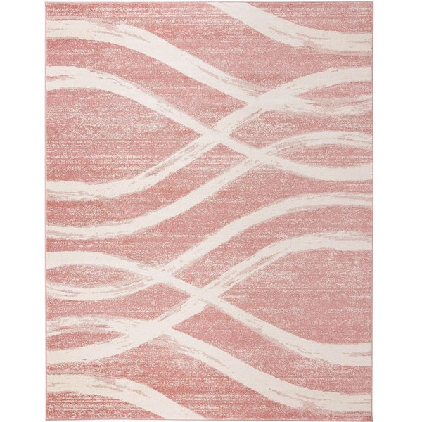 Pink Polypropylene 6 ft. x 9 ft. Oriental Indoor Area Rug A46A1-rug-982 ...