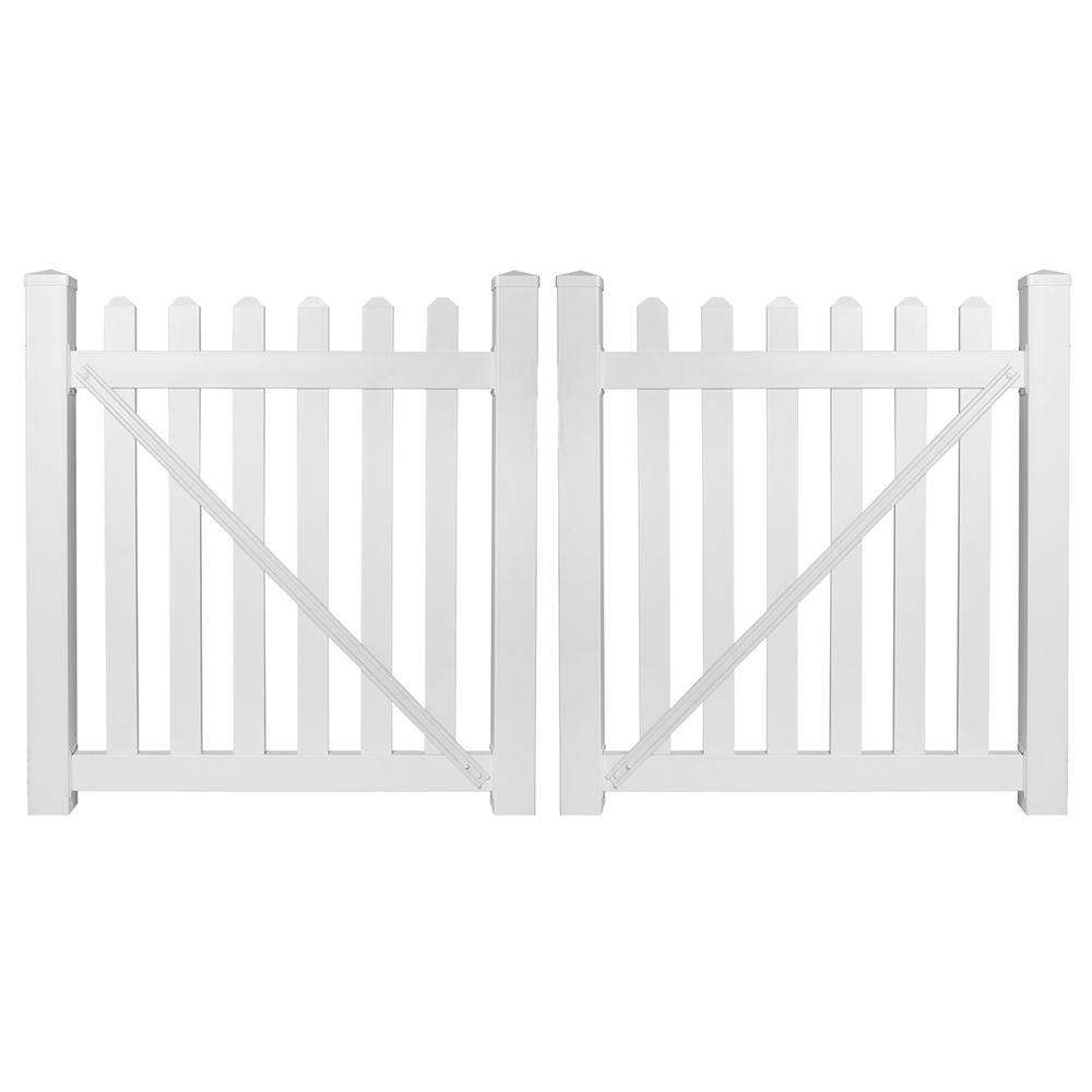 Weatherables Chelsea 10 Ft W X 4 Ft H White Vinyl Picket Fence Double
