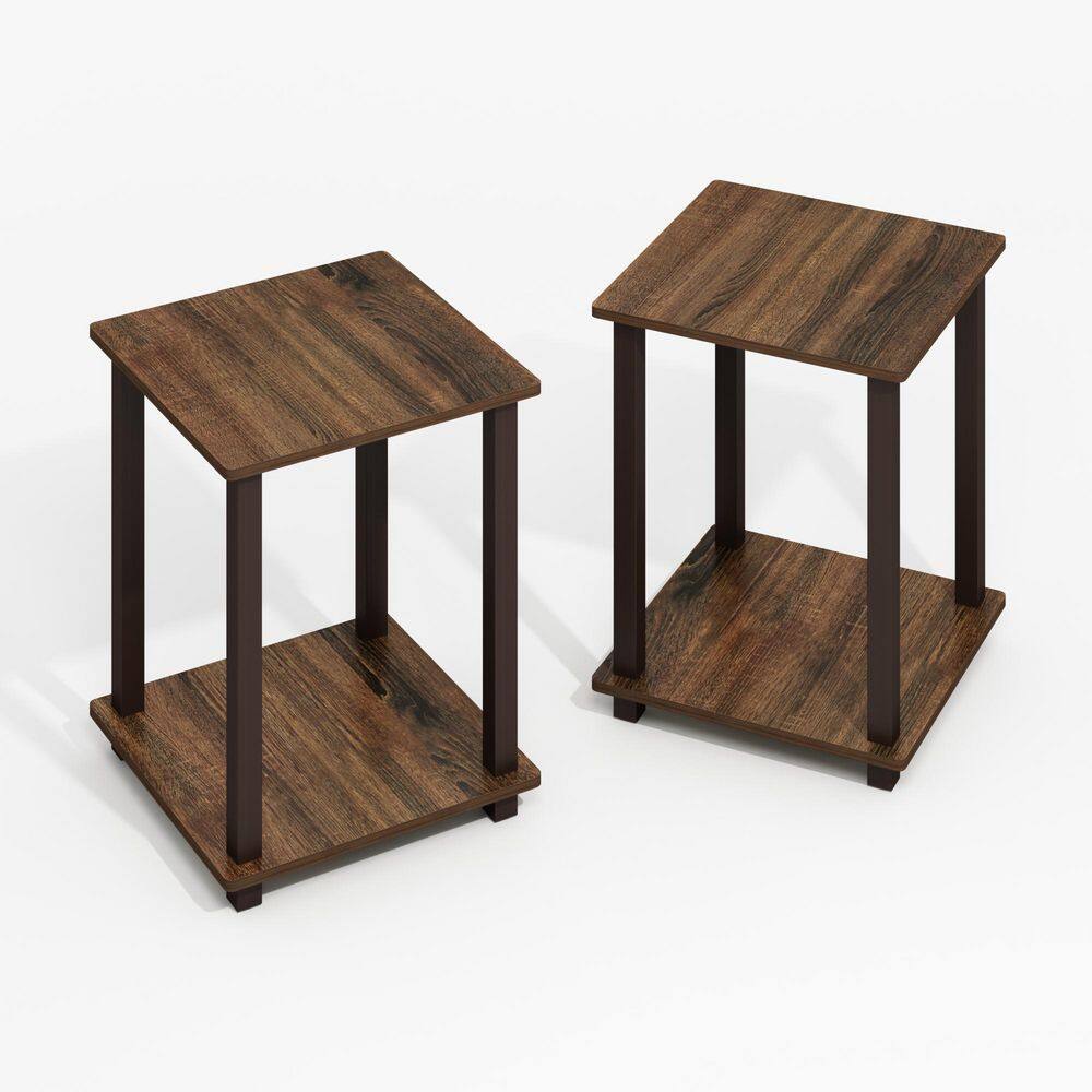 Furinno Simplistic 15.6 in. Black Walnut/Brown Rectangle Wood End Table ...