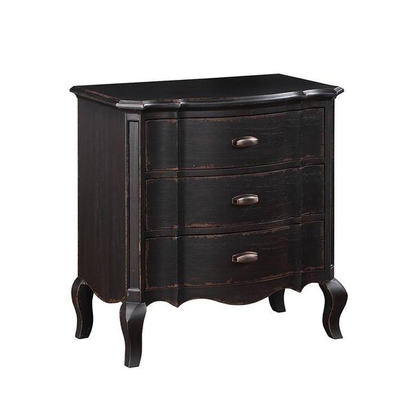 Acme Furniture Chelmsford Black Antique Finish 3 Drawers 18 in. W ...