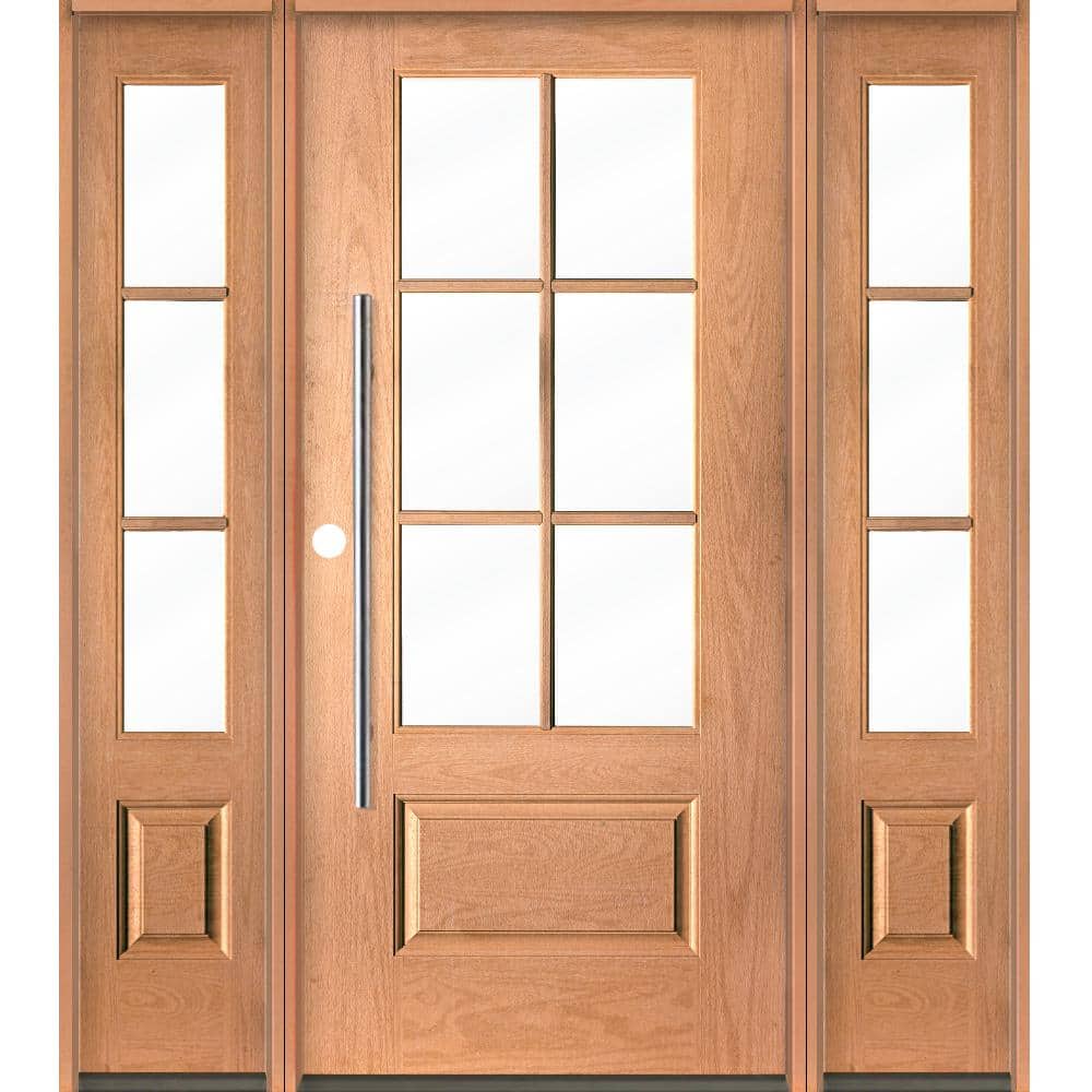 Krosswood Doors Farmhouse Faux Pivot 64 in. x 79 in. 6-Lite Right-Hand ...