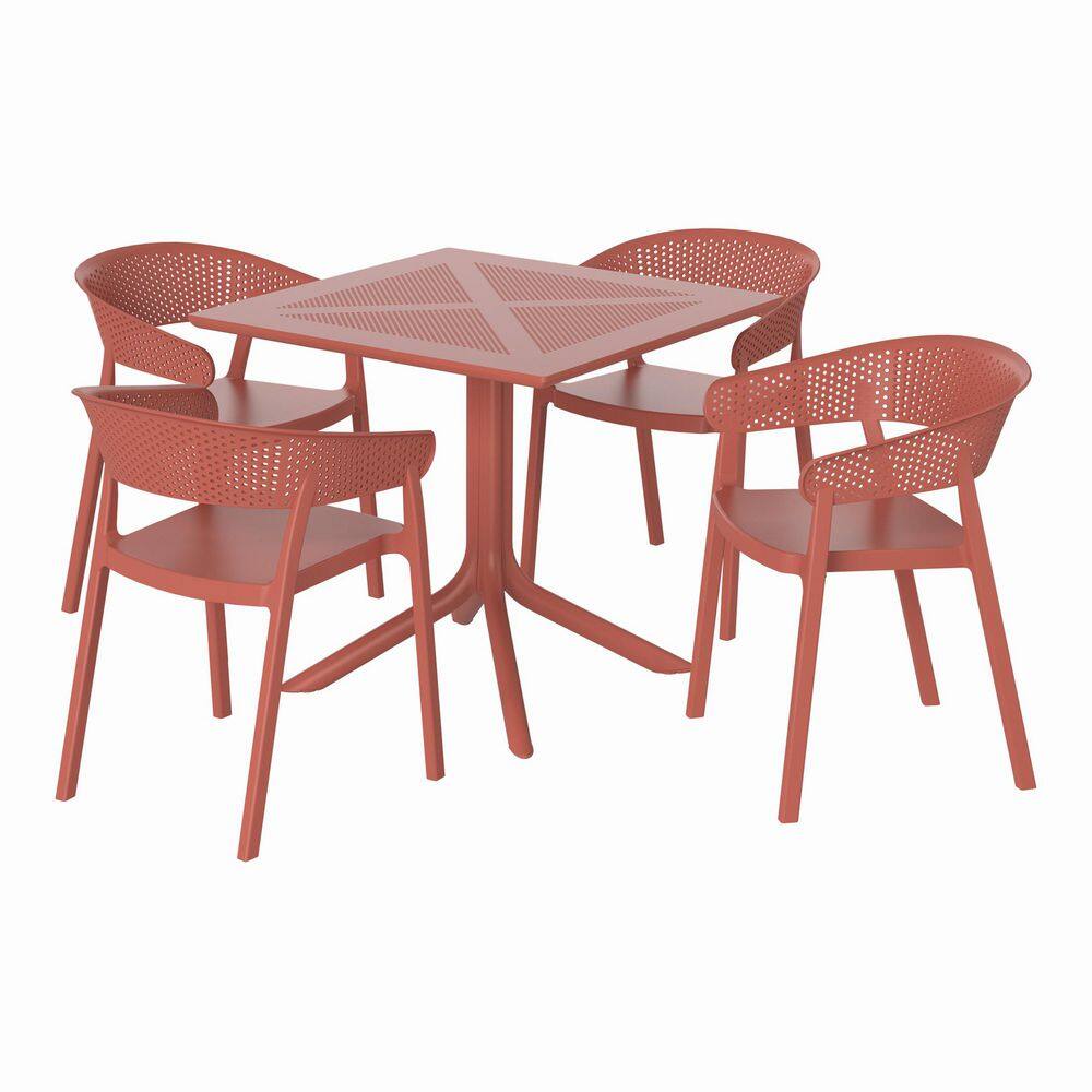 WESTIN OUTDOOR Frond and Form Modern Outdoor Patio Poly Plastic 5-Piece ...