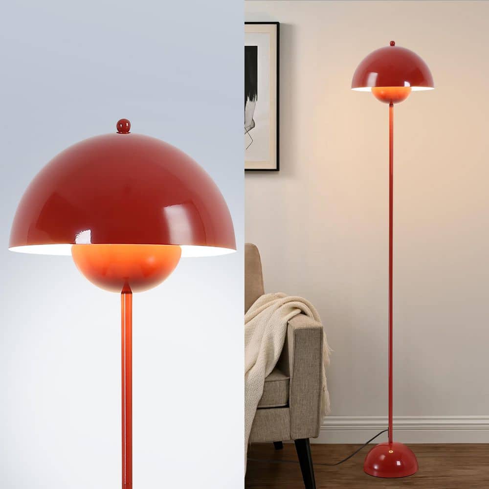 Zompoo Modern 63 in. 1-Light Red LED Dome Reflecting Standard Floor ...