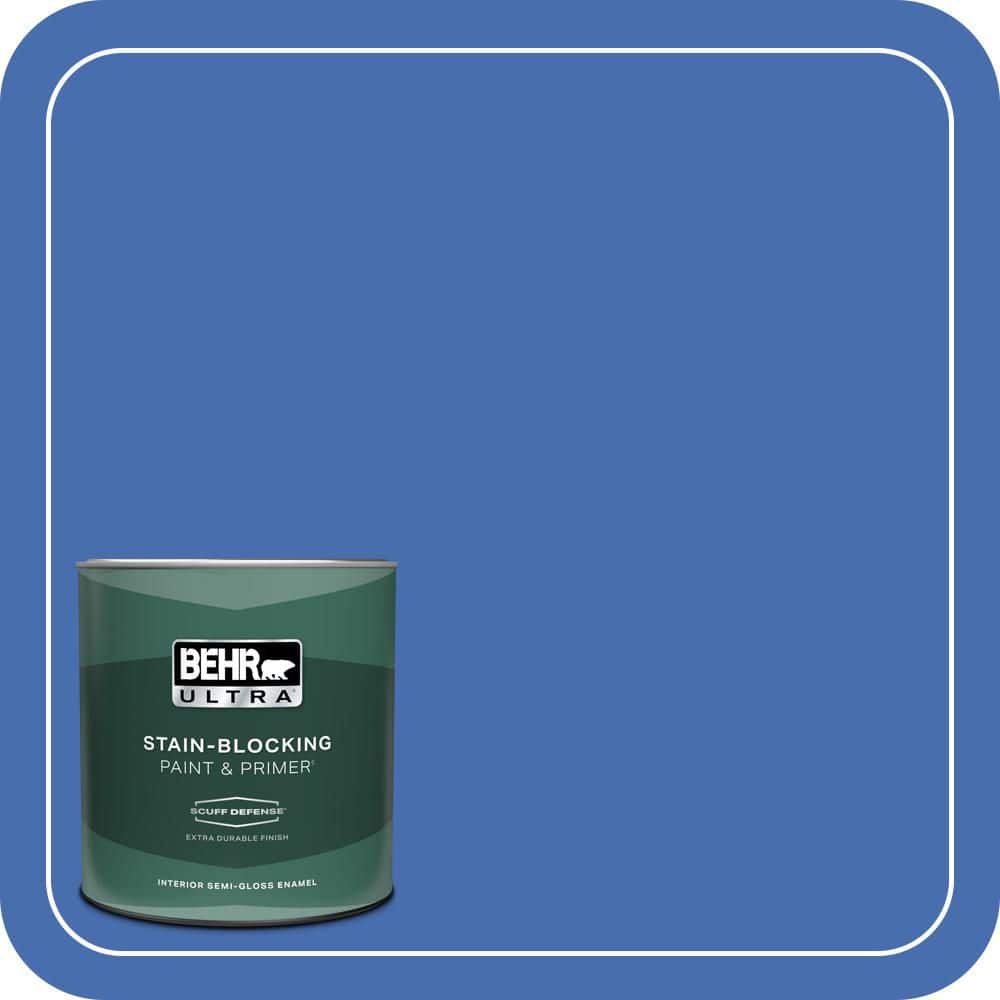 BEHR ULTRA 1 qt. #PPU15-05 New Age Blue Extra Durable Semi-Gloss Enamel ...