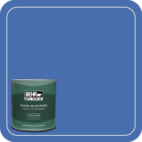 BEHR ULTRA 1 qt. #PPU15-05 New Age Blue Extra Durable Semi-Gloss Enamel ...