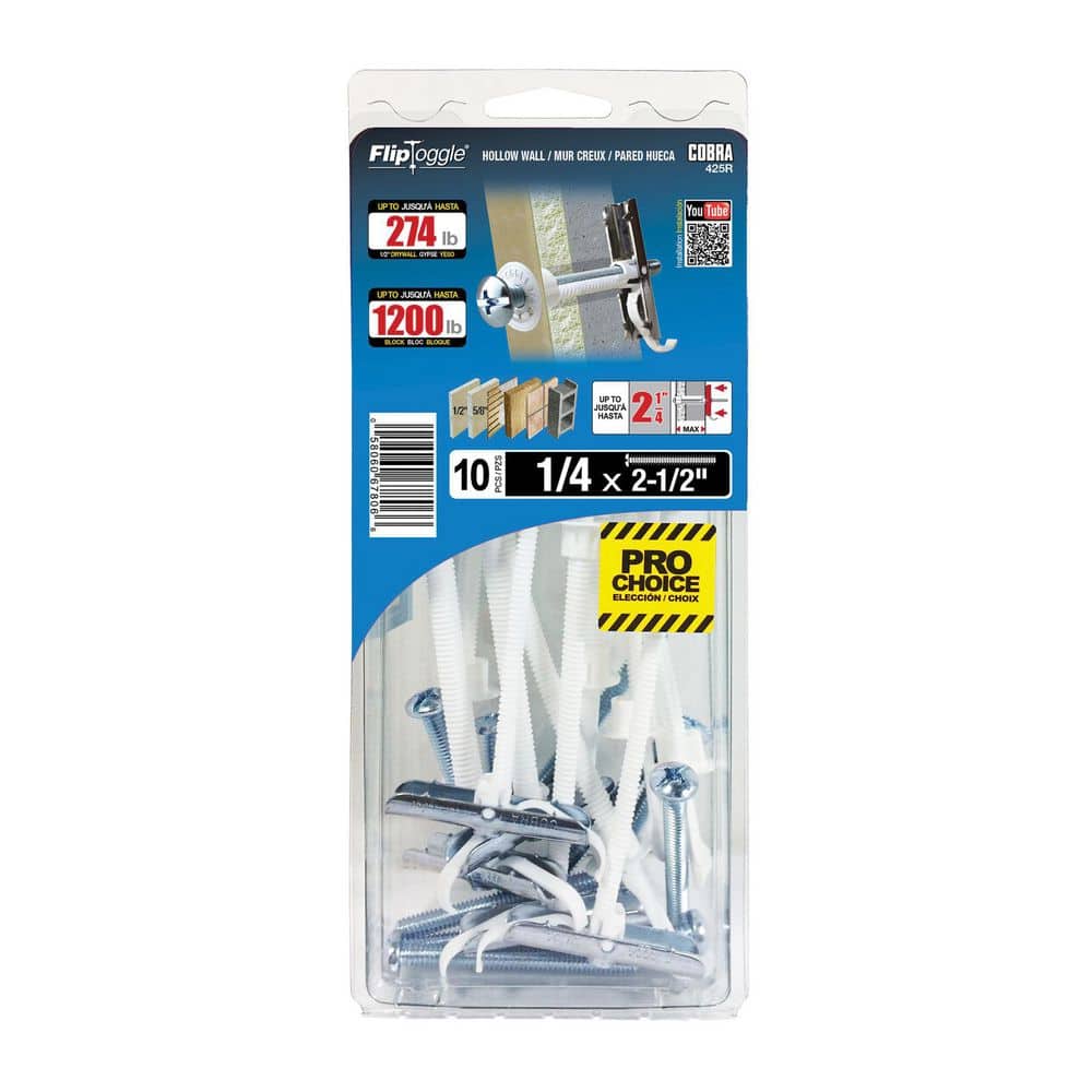 FLIPTOGGLE Fliptoggle 1/4 in. x 2-1/2 in. Plastic with Screw Philips ...