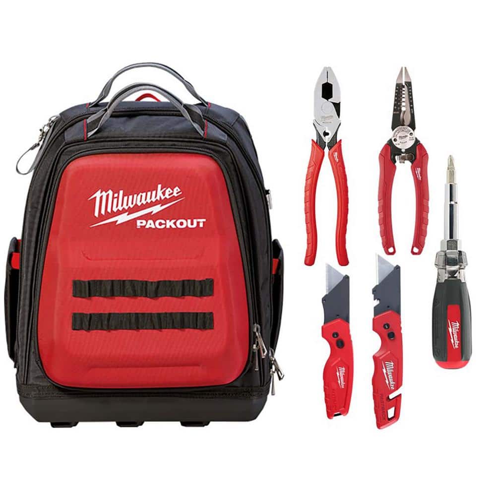 Milwaukee 15 in. PACKOUT Backpack with Hand Tool Set (5-Pieces) 48-22 ...