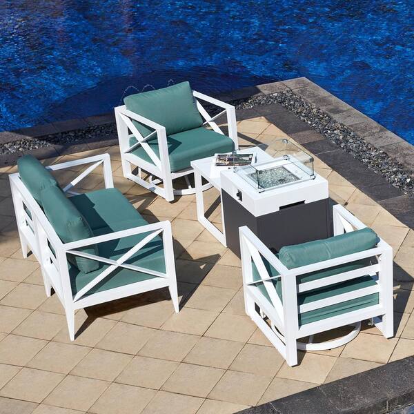 Maison Backyards 6-Piece Aluminum Patio Set with Fire Pit Table and ...