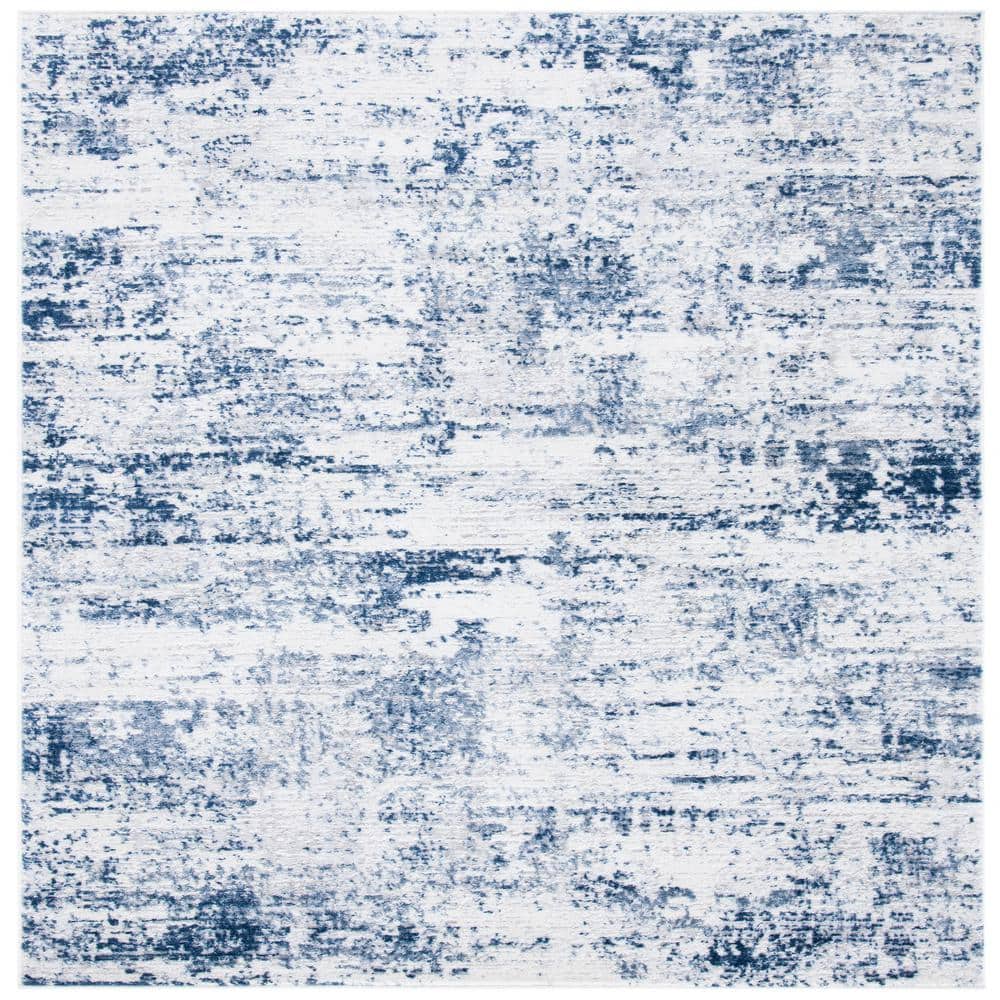 SAFAVIEH Amelia 7 ft. x 7 ft. Ivory/Navy Square Abstract Area Rug ...