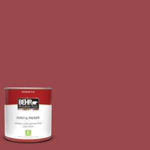 BEHR PREMIUM PLUS 8 oz. #150D-7 Regal Red Flat Interior/Exterior Paint ...