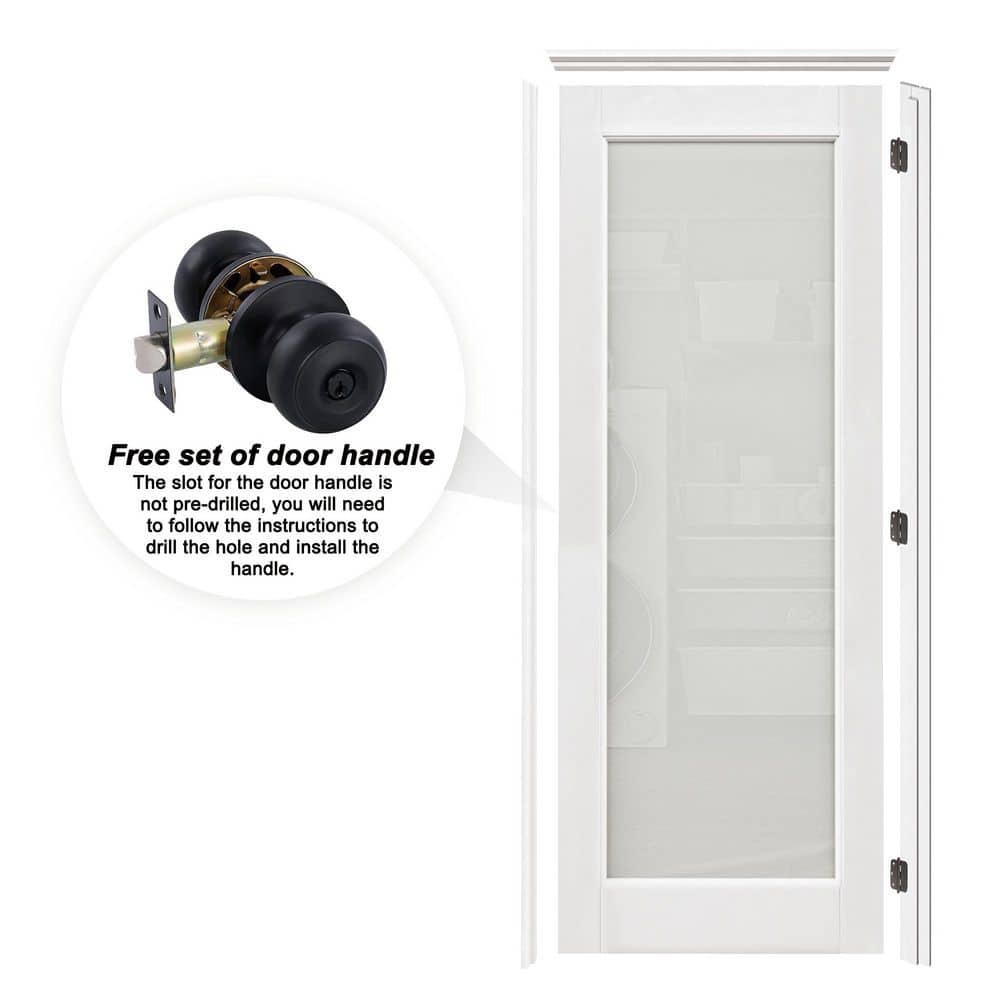 ARK DESIGN 32 in. x 80 in. Right 1-Lite Frosted Glass White MDF ...