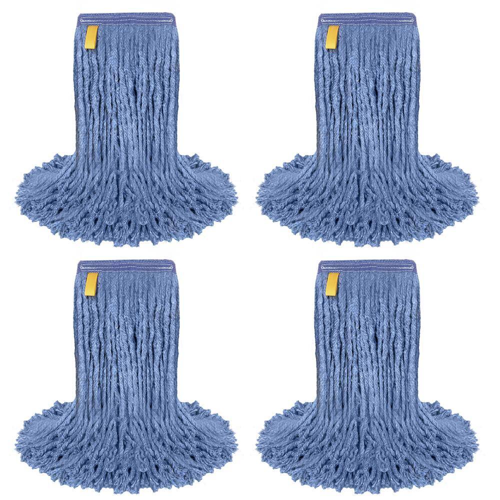 BISON LIFE 1.25 in. Cut End String Mop Blended Mop Head Refill 16 oz. Blue (4-Pack) KHES-CEM-BD ...