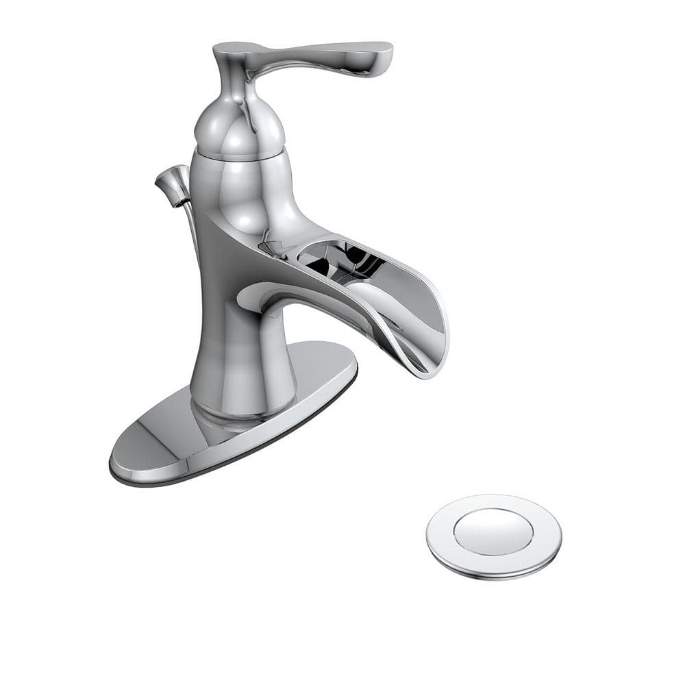 Glacier Bay Deveral Single-Handle Single-Hole Waterfall Bathroom Faucet ...
