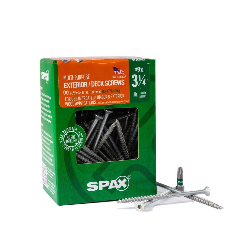 SPAX #9 x 3-1/4 in. Exterior Flat Head Deck Wood Screws Construction ...