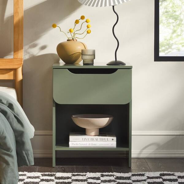 Reviews for Welwick Designs 1-Drawer Green Modern Nightstand with Cubby ...