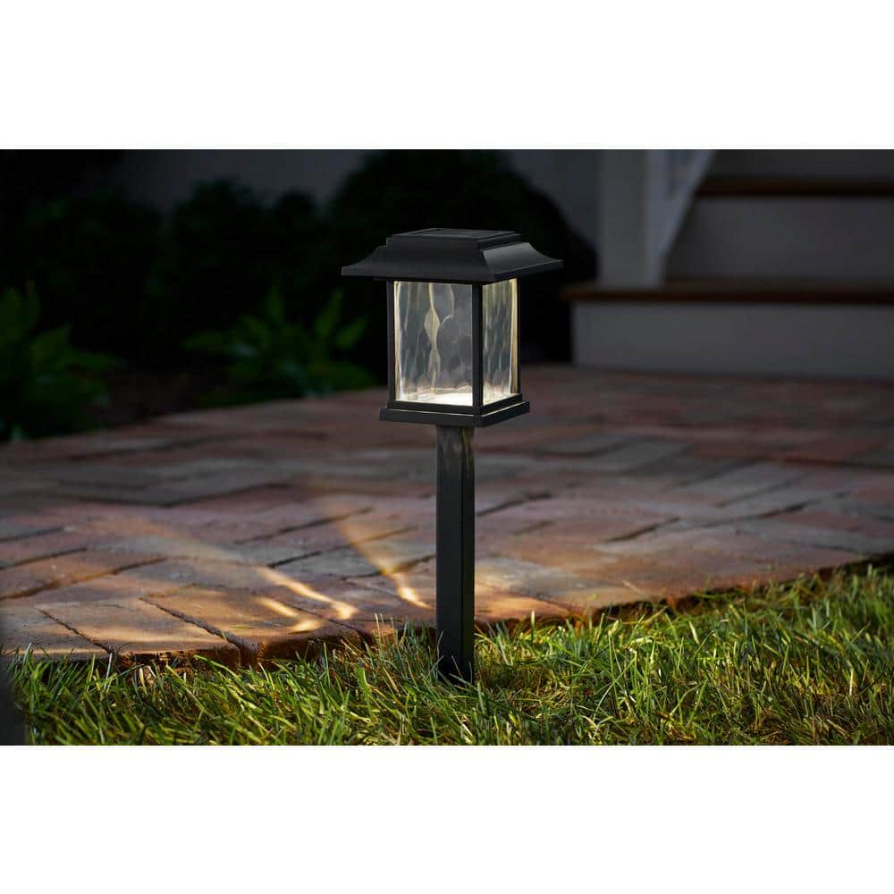 Hampton Bay Melrose 10 Lumen Black LED Weather Resistant Outdoor Solar ...