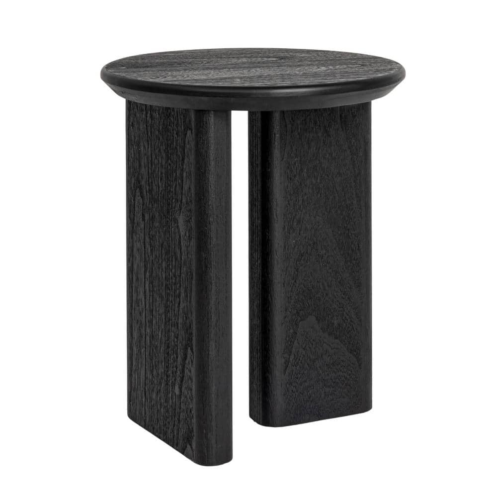 Storied Home Oliver 18.9 in. Black Round Asymmetrical Fir Wood End ...