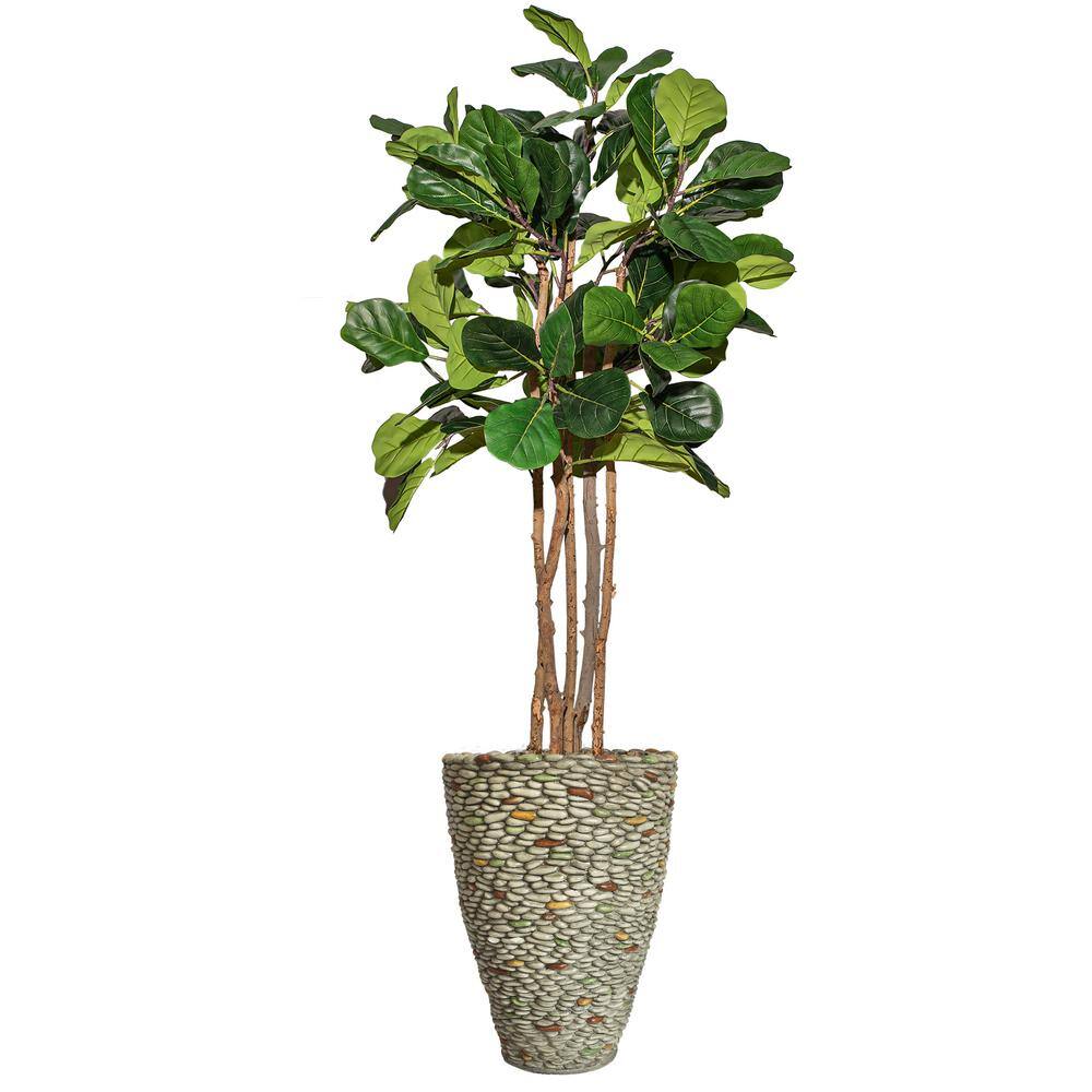 VINTAGE HOME 60 in. H Artificial Fig Tree 21.5 in. H Fiberstone Planter ...