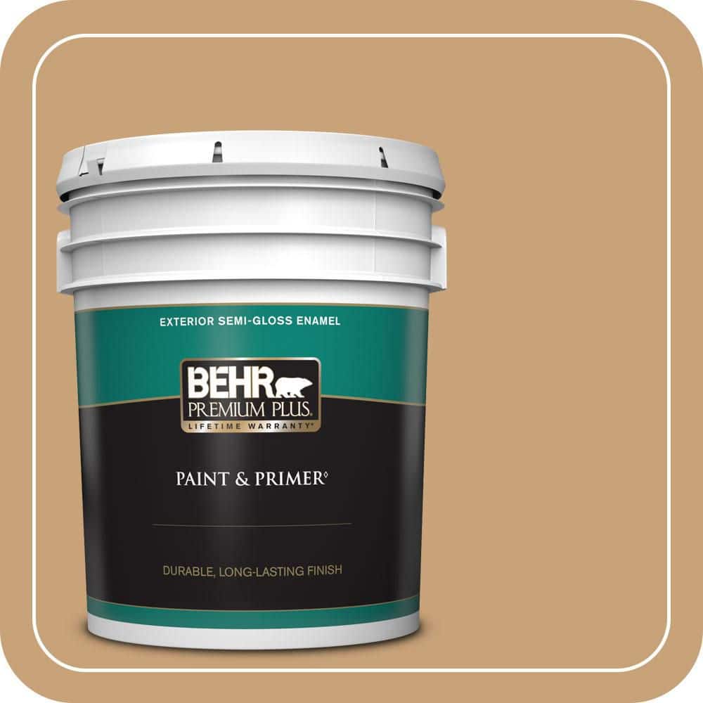 BEHR PREMIUM PLUS 5 gal. #BXC-70 Fresh Sawdust Semi-Gloss Enamel ...