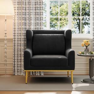 Karl home Black Chenille Arm Chair Accent Chair with Thin Arms For ...