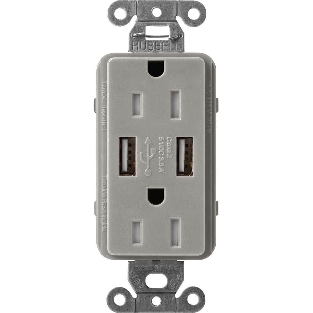 Lutron Claro 15 Amp USB Duplex Outlet, Cobblestone (SCR-15-UBTR-CS) SCR ...