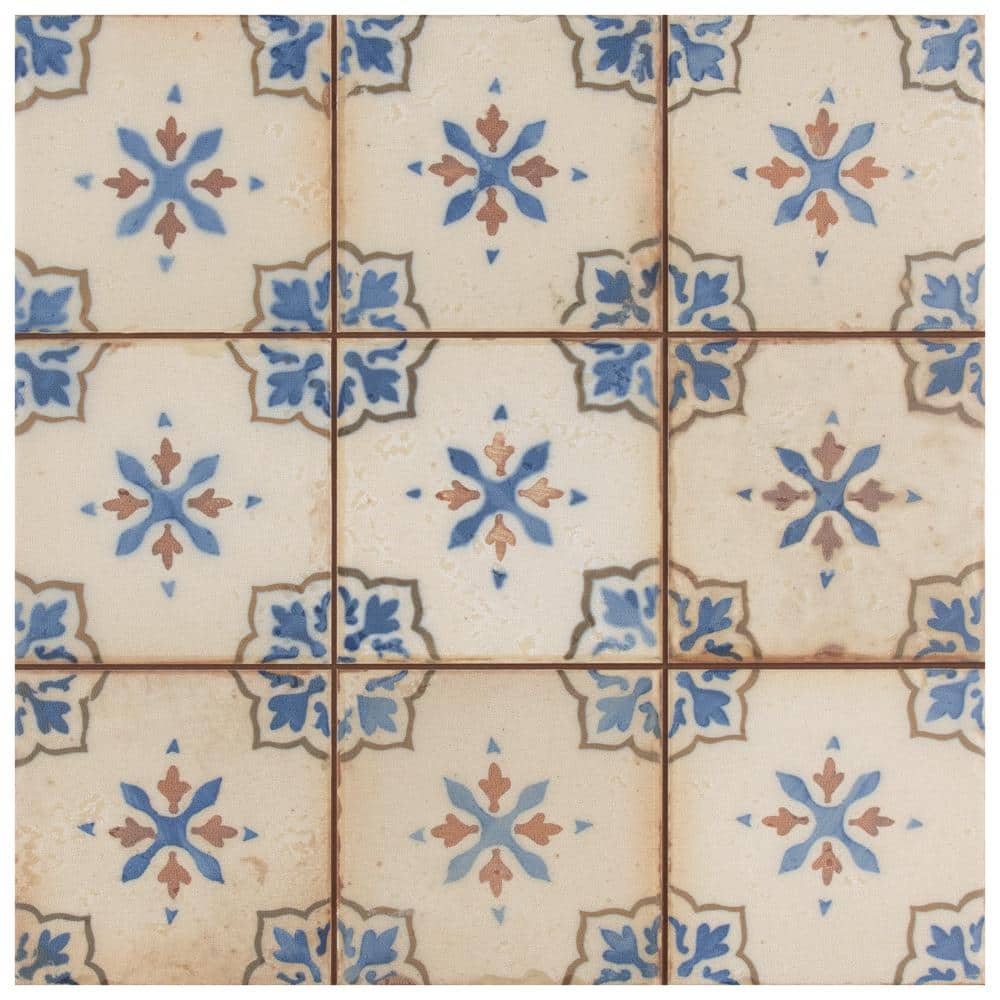 Merola Tile Mirambel Azul 13 in. x 13 in. Ceramic Floor and Wall Tile ...