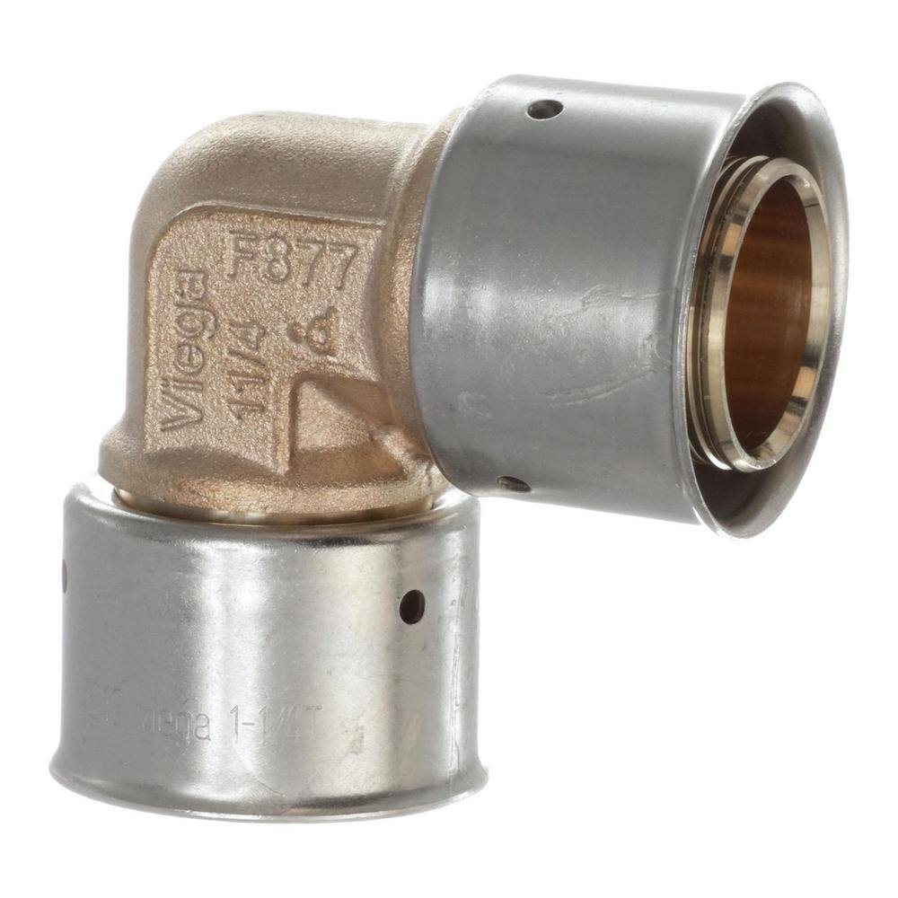 Viega PureFlow 1-1/4 in. x 1-1/4 in. Press Zero Lead Bronze 90° Elbow (5-pack) 93570 - The Home ...