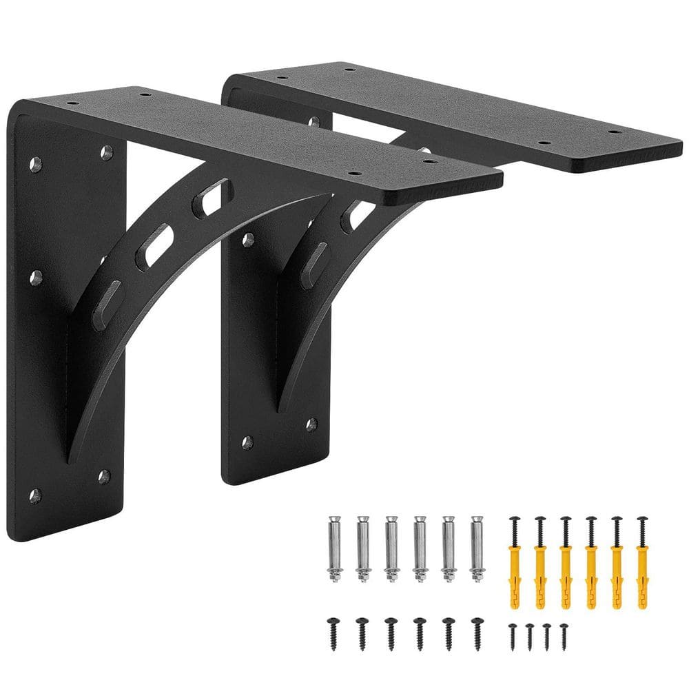 Wudkey 9 in. L Matte Black Low Profile Heavy Duty Shelf Brackets ...
