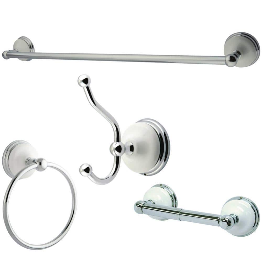 Kingston Brass Traditional 4-Piece Bath Hardware Set in Polished Chrome ...