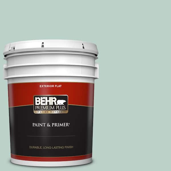 BEHR PREMIUM PLUS 5 gal. #S420-2 Moon Glass Flat Exterior Paint ...