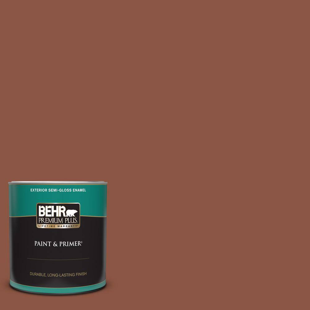 BEHR PREMIUM PLUS 1 qt. #S180-7 True Copper Semi-Gloss Enamel Exterior ...