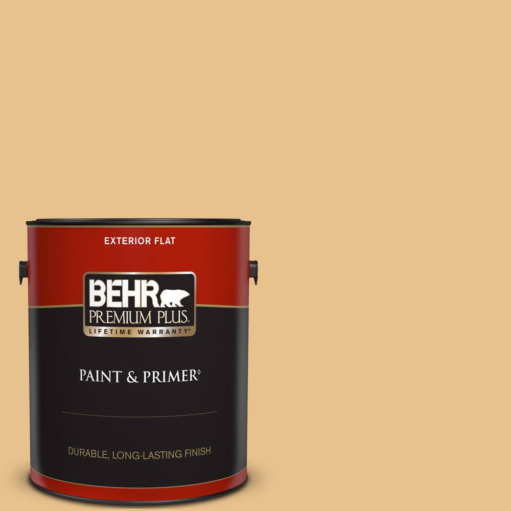 BEHR PREMIUM PLUS 1 gal. #T17-02 Gold Hearted Flat Exterior Paint ...