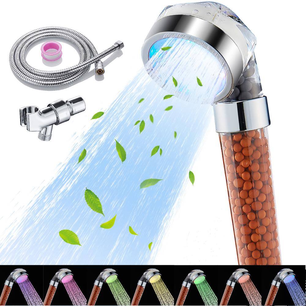 Zalerock Filter 1-Spray Patterns 2.48 in. Wall Mount Handheld Shower ...
