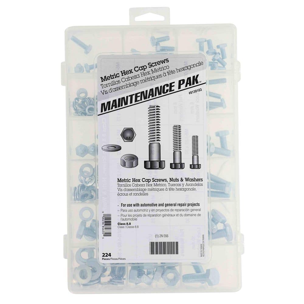 Hillman Zinc Metric Hex Head Cap Screw Assorted Kit (224-Pack) 8130103 ...