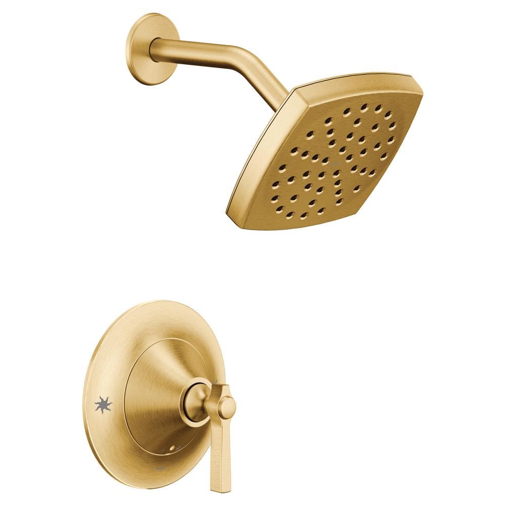 Moen Flara Posi-Temp Rain Shower 1-Handle Shower Only Faucet Trim Kit in Brushed Gold (Valve not ...