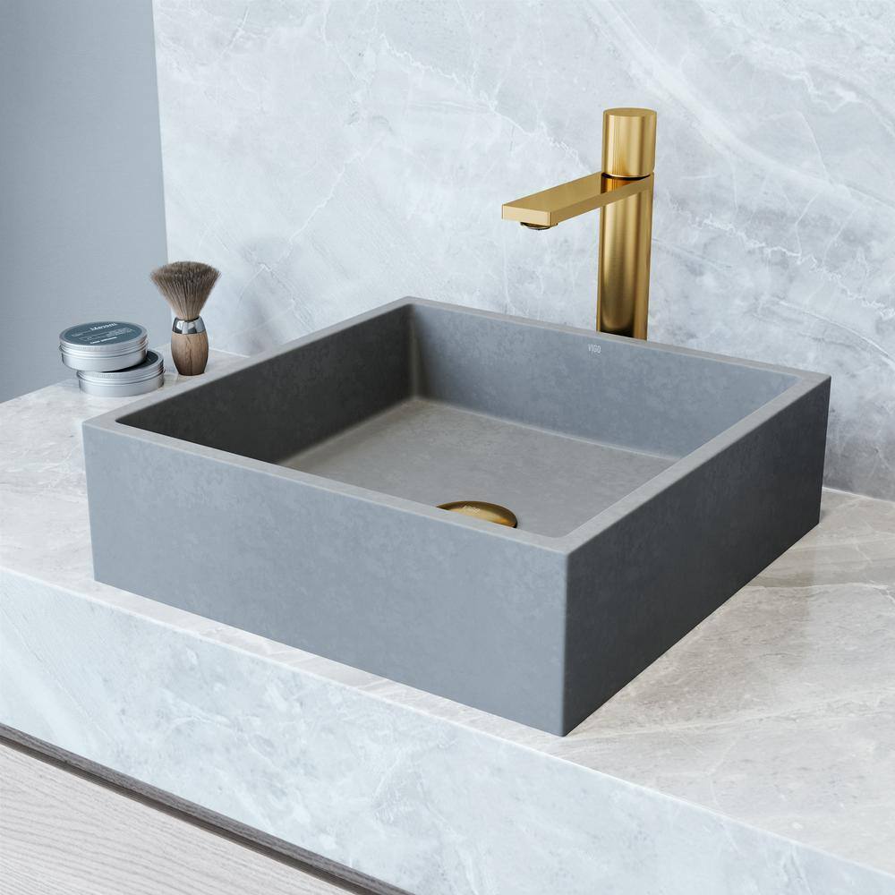 VIGO Alhambra Gothic Gray Concreto Stone 15 in. L x 15 in. W x 5 in. H ...