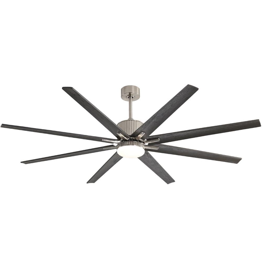 CACI Mall 76 in. Indoor/Outdoor LED Nickel Downrod Mount Smart Windmill ...