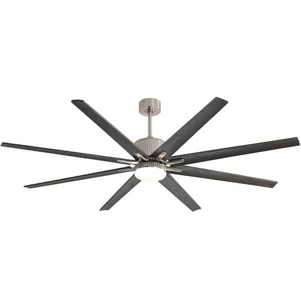 CACI Mall 76 in. Indoor/Outdoor LED Nickel Downrod Mount Smart Windmill ...