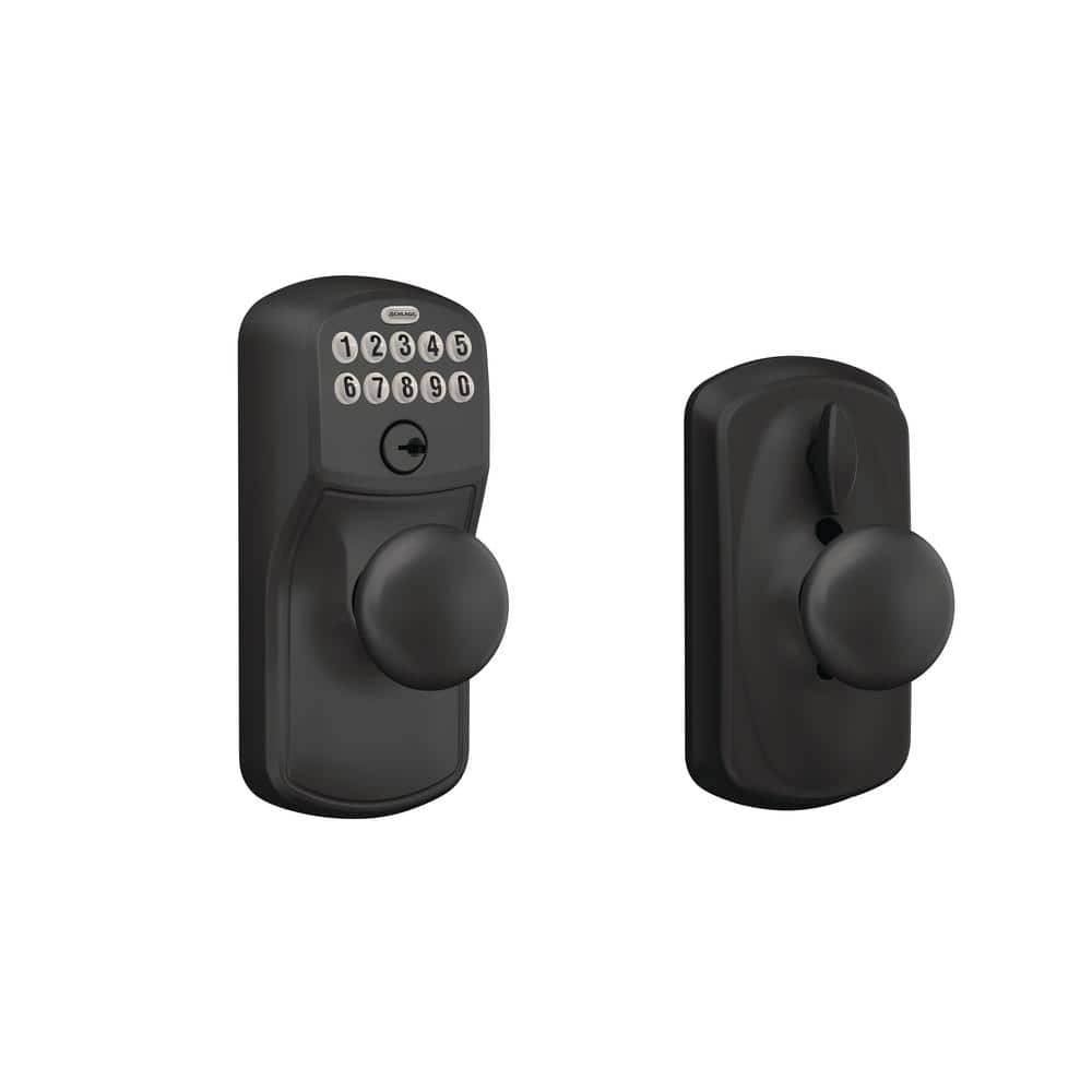 Schlage Plymouth Matte Black Electronic Keypad Door Lock with Plymouth ...