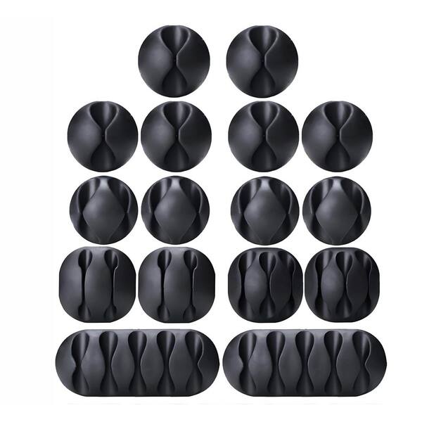 Lukyamzn 16-Pack Black Cord Organizer Adhesive Cable Clips Holder for ...