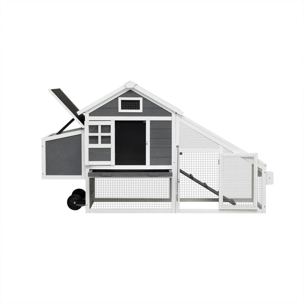 cenadinz Removable Tray Ramp Wooden Outdoor Chicken Hutch Coop with ...