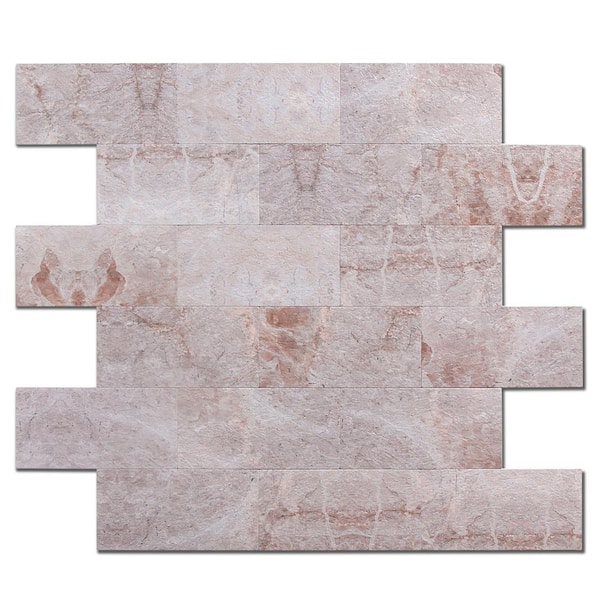 Yipscazo Subway Stone Rose 12 in. x 12 in. PVC Peel and Stick Tile (10 ...